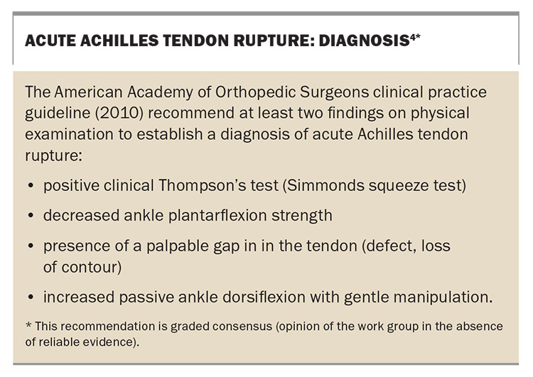 Acute Achilles tendon rupture: diagnosis and management | Medicine Today